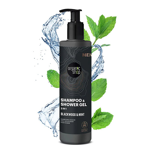 Shampoo and Shower Gel 2 in 1 Blackwood & Mint : Shampoing gel douche 2 en 1 de Organic Shop Men